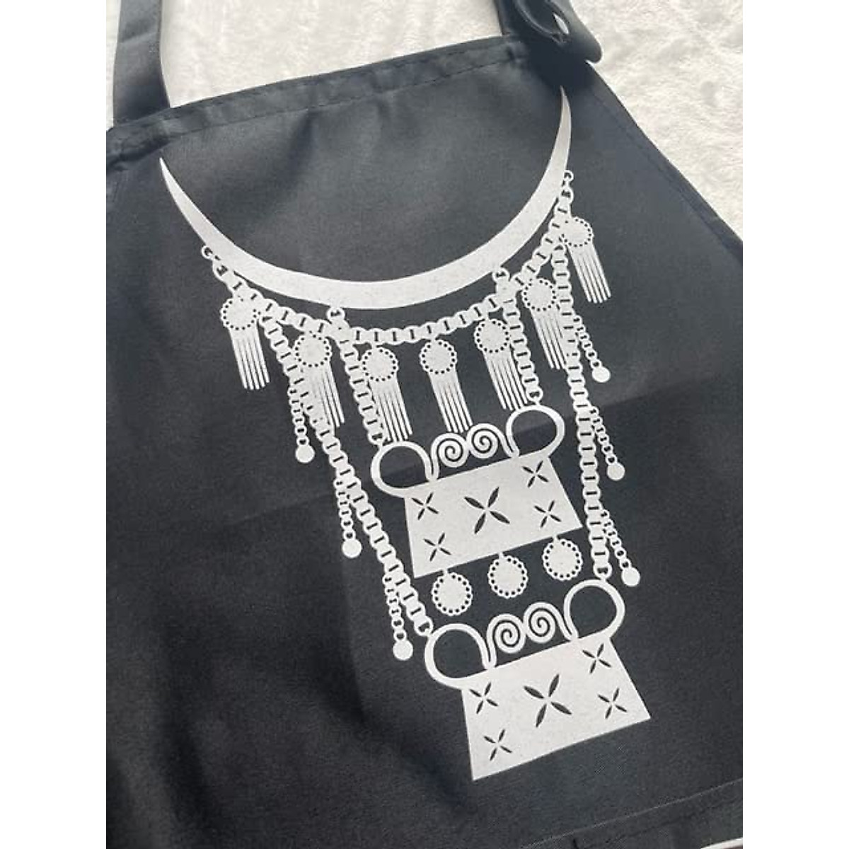 Set of 2 - Hmong Inspired Aprons: Double Pockets, Adjustable Neck Strap, Extra-Long Waist Strap, Unisex Design - Great Gift for Men and Women