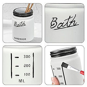 LKKL Mason Jar Bathroom Accessories - 5PCS Mason Jars Soap and Lotion Dispenser Set - Bathroom Sets 2 Apothecary Jars, 1 Toothbrush Holder, 1 Soap Dispenser, 1 Bathroom Tray (Black/White)