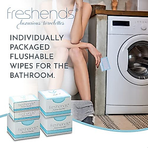 Freshends Luxurious Towelette Bundle — Makeup Remover, Hotel Bathroom Amenities, Air BNB Needs, Individually Packed Guest Bathroom Essentials for Clubs, Restaurants, Bars, Weddings 100 Bulk Pack, Blue