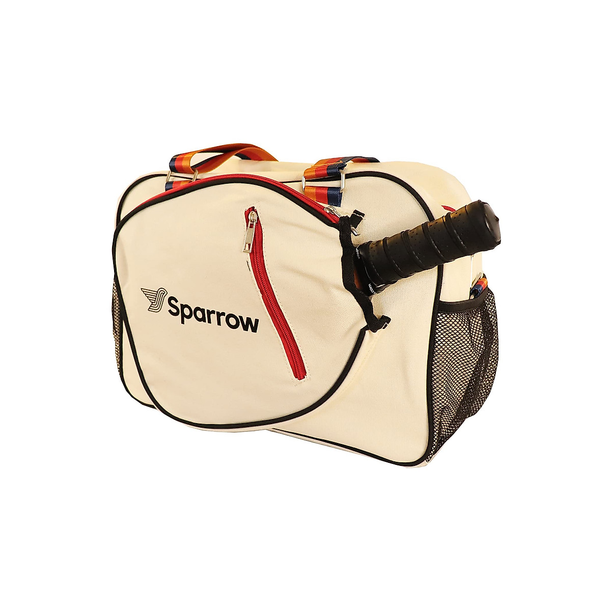 Sparrow Sports & Accessories Pickleball Bag - Sports Bag For Gear, Gym Essentials - Adjustable Strap, Mesh Pockets, Pickleball Paddle Compartment With Cover - Stylish Retro Look - 20x8x12" (3 Stripes)