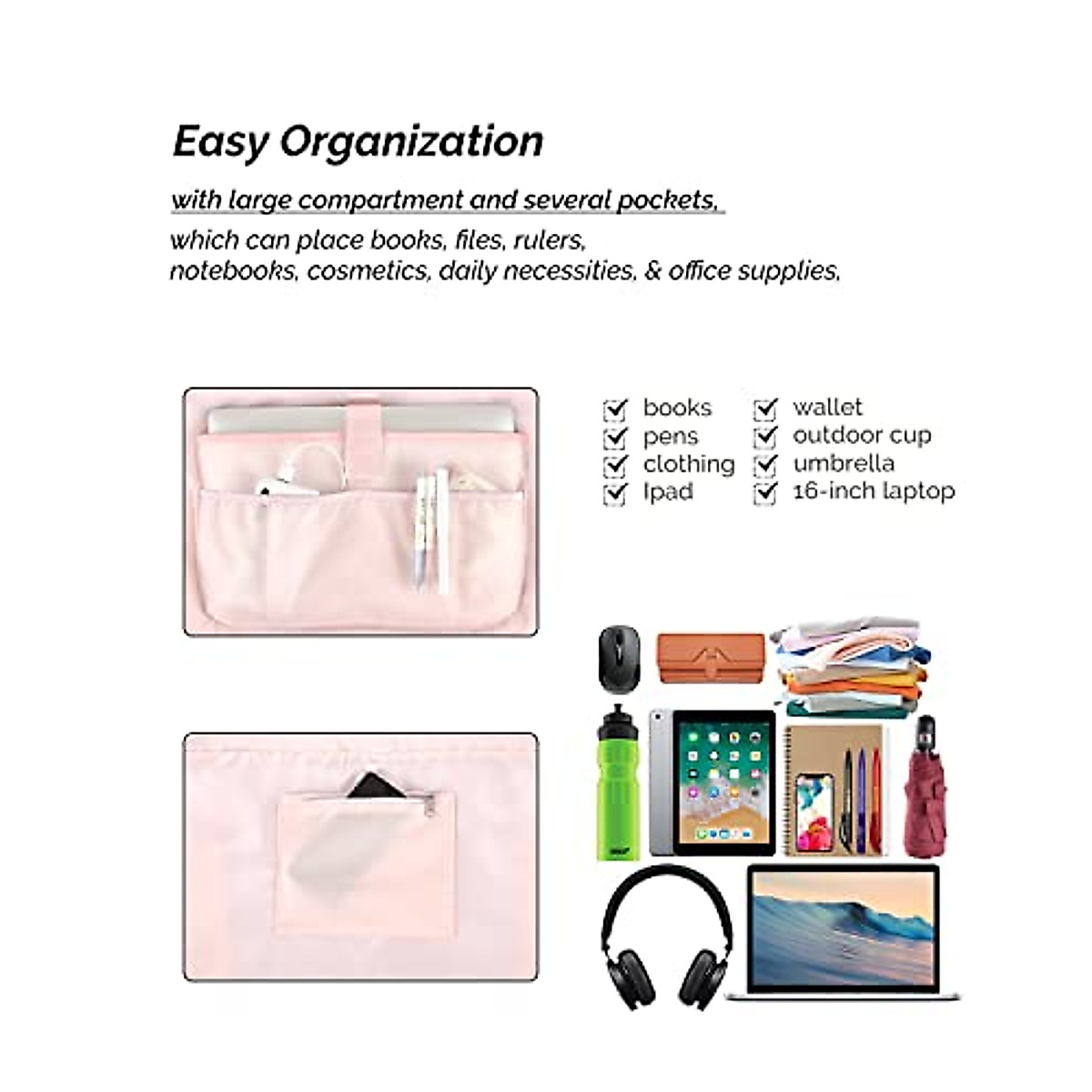 Prite Tote Bag for Women Weekender Bag with Laptop Compartment for Work Nurse School Travel Gym (Pink)