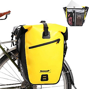 Rhinowalk Bike Pannier Bag Waterproof Rack Bicycle Bag 27L, Bike Bag Rack Saddle Bag Shoulder Bag Laptop Pannier Bike Accessories-Yellow