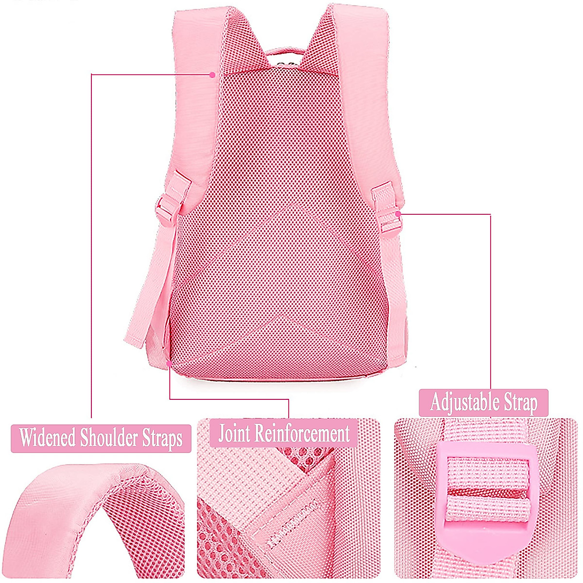 Cat Printed Girls Backpack Kids School Bookbag for Primary Students Pink