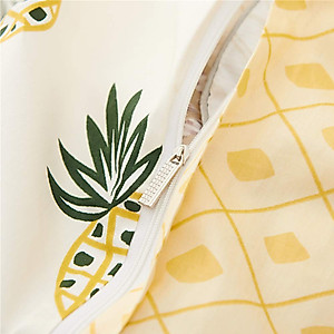 Feelyou Yellow Pineapple Duvet Cover Sets King Size, Cute Tropical Fruit Decor Bedding Set, Ultra Soft Microfiber Comforter Cover with 2 Pillow Shams, Lightweight 3 Pcs Home Bedding Collection,Zipper