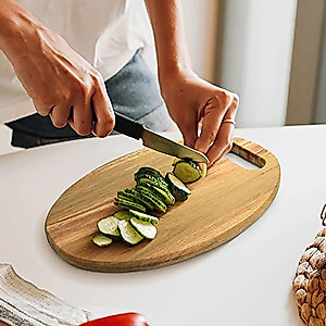 Wood Cutting Board, Cutting Boards for Kitchen, Wood boards for charcuterie, Acacia Wooden Kitchen Chopping Boards for Meat, Cheese, Small Cutting Board for Kitchen 14 x 10.2 Inch