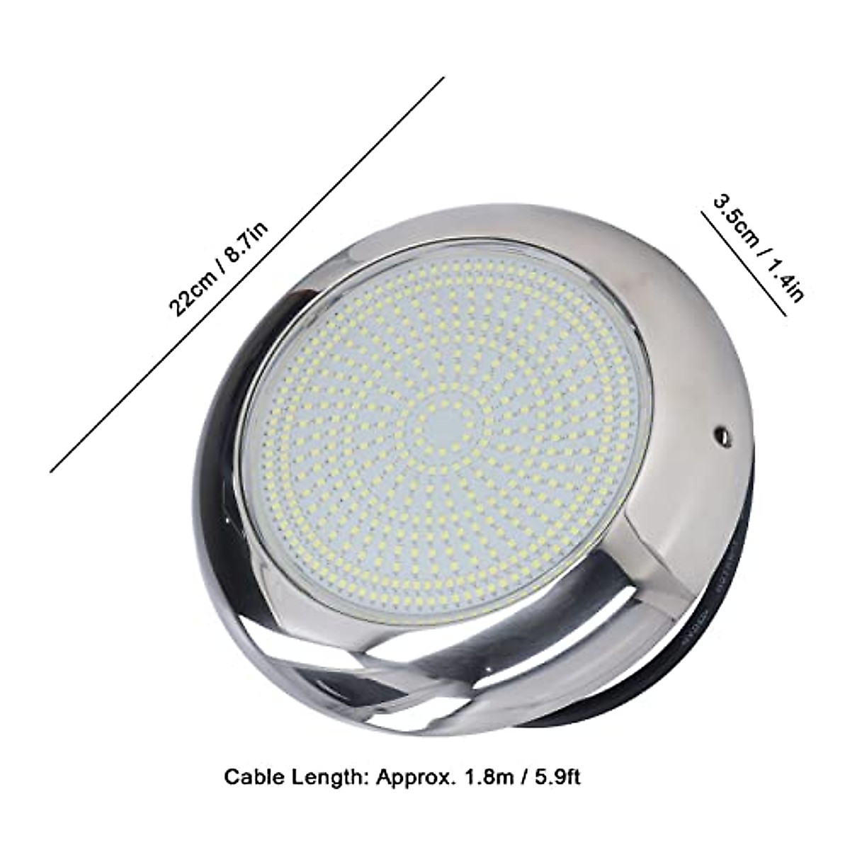 DJDK Pond Lights,Stainless Steel LED Pool Light 12V 35W White Color IP68 Waterproof LED Underwater Pond Lights with 468 Light Chips for Garden Swimming Pools(Shell Without Pattern)