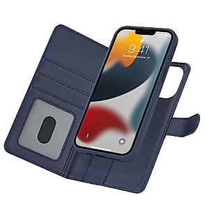 Cavor for iPhone 13 Pro Wallet Case for Women Men,Compatible with Magsafe Case,for iPhone 13 Pro Phone Case Wallet with Card Holder and Stand, Detachable Magnetic Leather Flip Cover,Blue