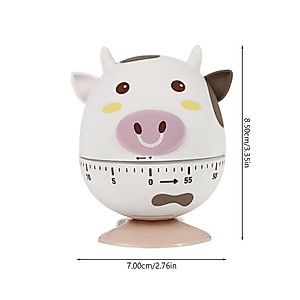 Angoily Kitchen Timers for Cooking Cute Cartoon Cow 60 Minutes Mechanical Kitchen Timer Wind Up Countdown Timer for Kitchen Baking Cooking (White)
