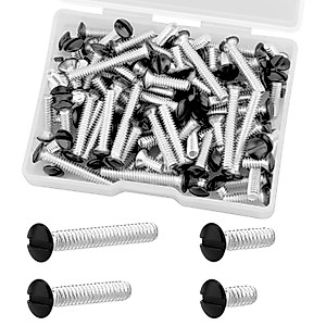 TOYMIS 100Pcs 4 Sizes 6-32 Thread Black Wall Plate Screws Outlet Cover Screws Switch Cover Screws Replacement Wall Plate Screws Electrical Screws (Black)