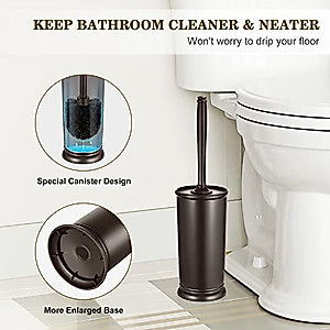 Toilet Bowl Brush Holder Set: Bathroom Deep Cleaning Toilet Scrubber Rim Cleaner with Caddy for Restroom Rv - Hidden Modern Elegant Toilet Clean Decorative Accessories - Bronze