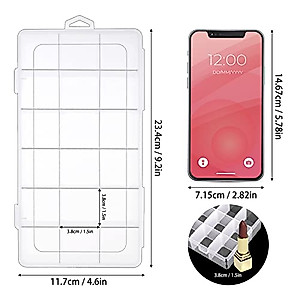 SGHUO 4 Pack 18 Plastic Organizer Box with Adjustable Dividers, Compartment Storage Container for Jewelry, Craft DIY, Bead, Sewing, Dip Powder, Hair Accessories, Thread