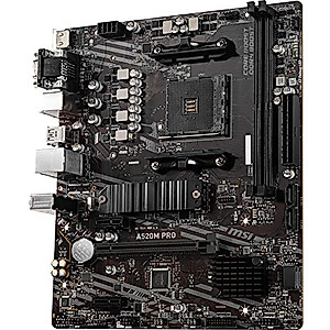 MSI A520M PRO Gaming Motherboard (AMD AM4, DDR4, PCIe 4.0, SATA 6Gb/s, Dual M.2, USB 3.2 Gen 1, HDMI/DP, Micro-ATX)