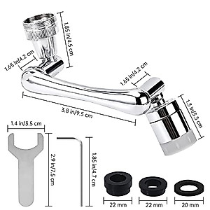 Rotating Faucet Extender,1440° Swivel Robotic Arm Extension Faucet with 2 Spray Functions, Bathroom Sink Sprayer Attachment for Eye/Hair/Face and Gargle Portable Washing