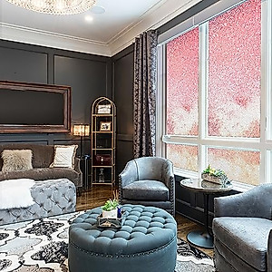 IOACIY Privacy Window Film Frosted Glass Sticker for Home Office Static Anti-UV Window Paper Decorative Window Covering for Bathroom (Universe Outer Space Starry Sky Red Blue-62, 17.7" x 23.6")