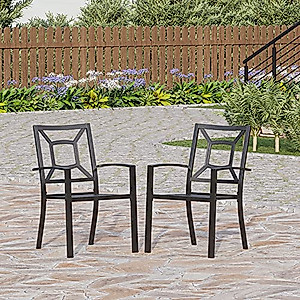 PHI VILLA 300lbs Wrought Iron Outdoor Patio Bistro Chairs with Armrest for Garden,Backyard - 2 Pack