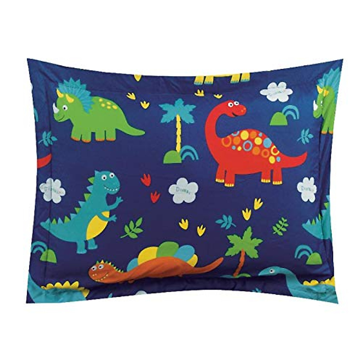 Bedding Haus Twin Kids Comforter Bedding Set (6pc), Multi-Color Dinosaur Design, Fun and Bright Bed Covers Boy Girl Kids, Comforter, Pillow Sham, Toy Pillow, 3pc Sheet Set, Twin 6pc Dino Multi