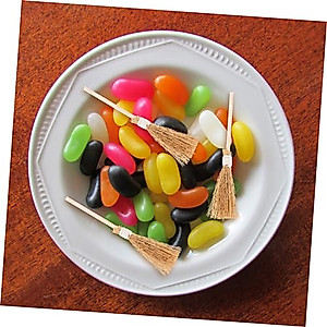 KOMBIUDA 24 Pcs Halloween Broom Decor Mini Broom for Dollhouse Straw Halloween Hanging Ornaments Halloween Witch Broom Cauldron Dollhouse Broomsticks Doll Brooms Small Yellow Miscanthus