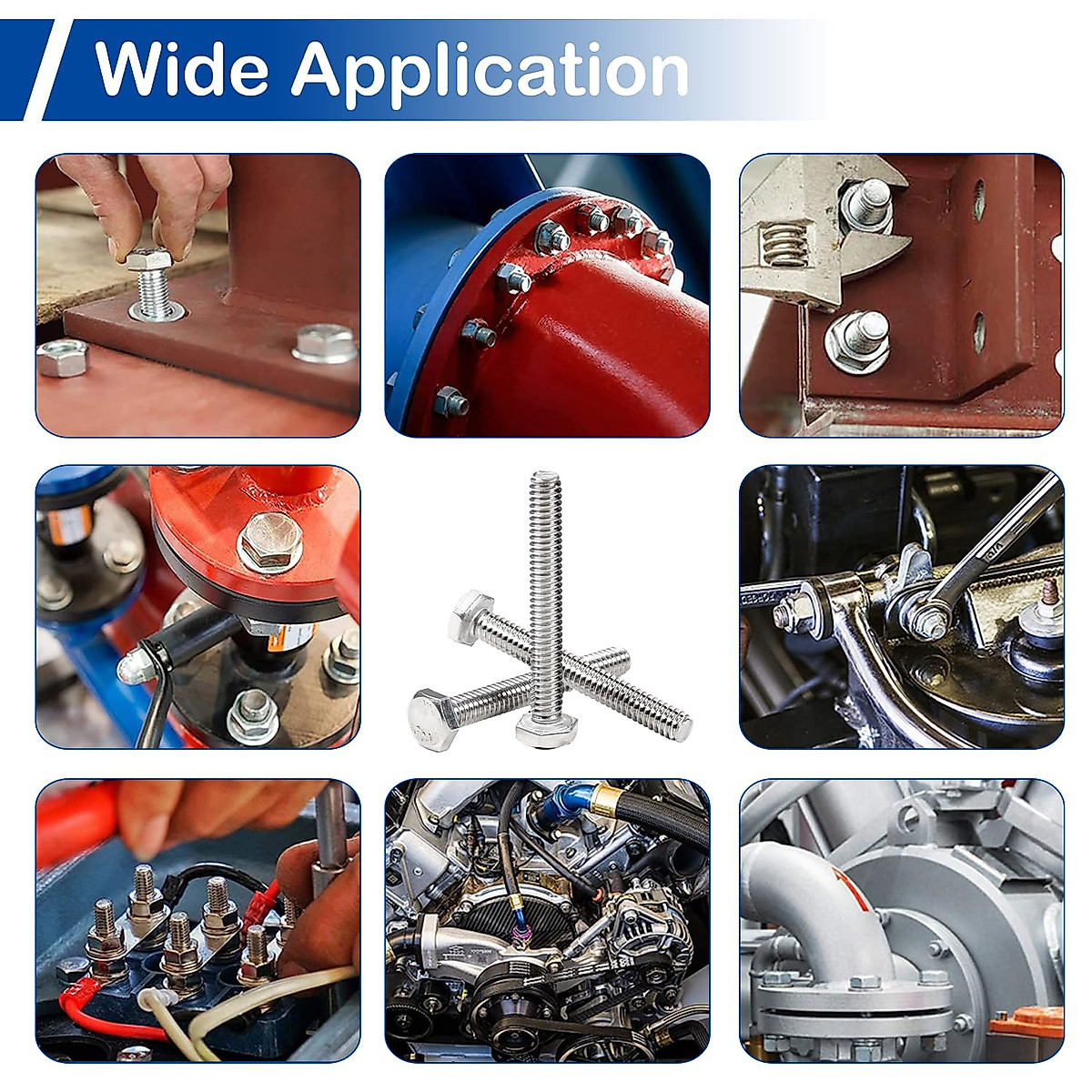 MroMax 15Pcs M6 x 70mm Hex Head Screws Bolts, 304 Stainless Steel 18-8, Fully Threaded, External Hex Drive, for Mounting Chair, Handles, Rail, Pump, Wheels, Antenna Parts, Boat and Plastic Bumpers