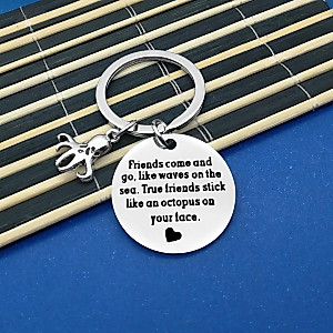 Dabihu Friendship Keychain Best Friend Gift True Friends Stick Like An Octopus On Your Face Keyring Long Distance Friendship Keychain Gift Funny Friendship Gift Graduation Jewelry Gift Classmate Gift
