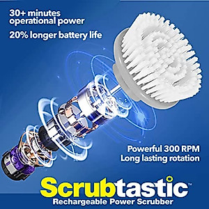 Scrubtastic Spin Scrubber, Electric Shower Scrubber – Rechargeable, Multipurpose Extendable Tile Cleaner, Bathroom, Floor & Grout Bathtub Power Scrubber with 3 Rotating Brush Heads, Improved for 2022