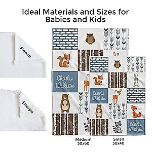 MDPrints Personalized Baby Blanket, Custom Baby Blankets for Boys and Girls, Customized Baby Gifts with Name, Newborn Gift (Woodland 214c)