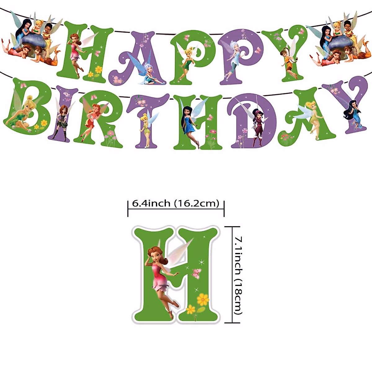 Fairy Birthday Decorations Cartoon Party Decorations Banner and Hanging Swirls for Kid, Boys and Girls Happy Birthday Fairy Party Supplies.