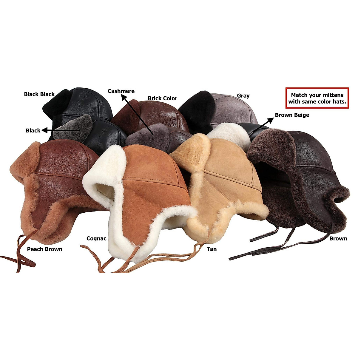 Zavelio Women's Premium Shearling Sheepskin Leather Fur Mittens Black Small