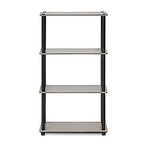 Furinno Turn-N-Tube No Tool 3-Tier Storage Shelf, Narrow, Espresso/Black & (99557GYW/BK) Turn-N-Tube 4-Tier Multipurpose Shelf Display Rack - French Oak Grey/Black
