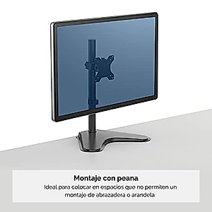 Fellowes 8049601 Professional Series Free-Standing Monitor Mount, Adjustable Computer Monitor Stand for Desk with Single Monitor Arm, 32 Inch Monitor Capacity