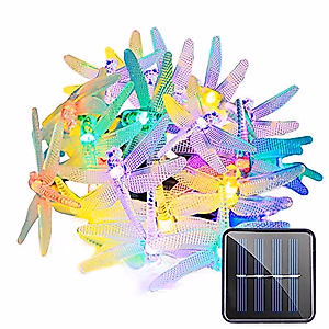 Venhoy String Lights Solar 30LEDdragonfly Shape Colored String Lights, Fairy String Lights, Star String Lights, Garden, Patio, Home, Wedding, Party, Christmas