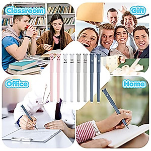 TIESOME 8 Pack Erasable Pens, Cute Cartoon Animal Rollerball Pens Erasable 0.5 mm Black Ink Gel Pens Friction Pens for Kids Students School Study Supplies Office Gift (8 Pens black ink)