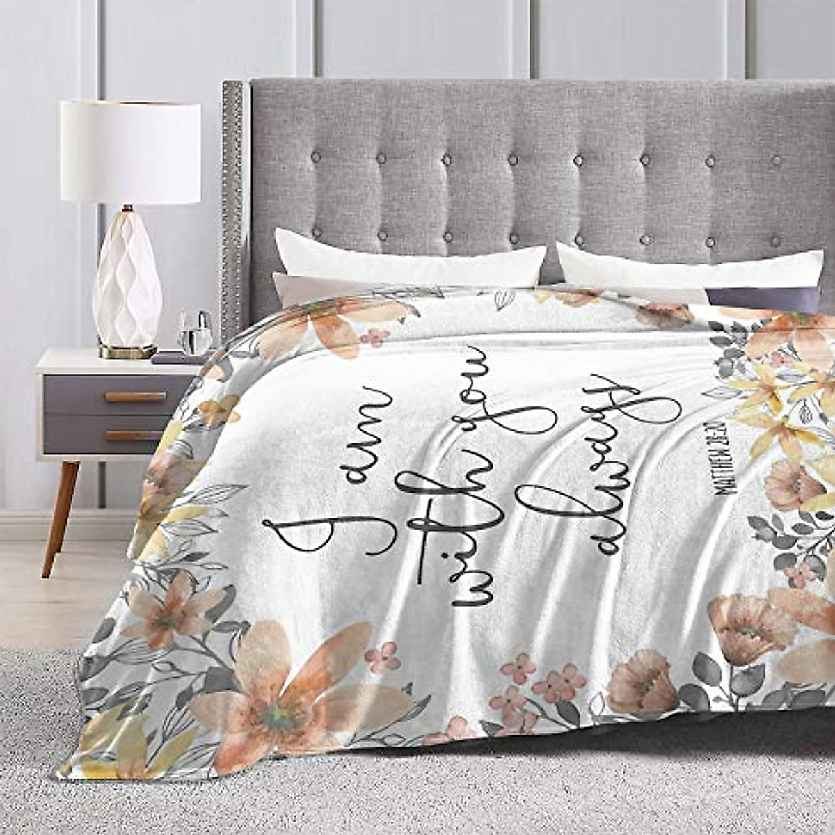 Bible Verse - I Am with You Always Fleece Throw Blanket Lightweight Super Soft Flannel Bed Blanket Perfect Home Decor for Couch Chair Sofa Living Room 60"X50" Medium