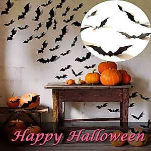 3D Bats Halloween Decoration.12Sizes Extra Large Black Bats Window Decal Wall Stickers Halloween Party Decoration Party Supplies-120PCS