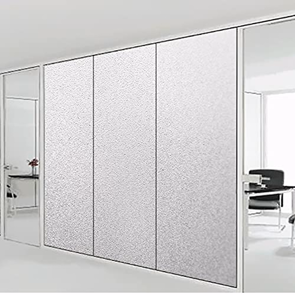 Frosted Stripe Cling Window Film, Removable Glass Door Privacy Film, Non-Adhesive Static Cling Window Film, Window Frosting Film, Peel and Stick Covering Frost Sticker for Bathroom (A)