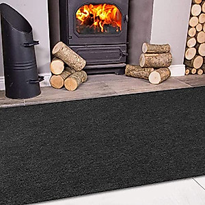 Fireplace Rug Fire Resistant Rectangular Fireproof Hearth Pads Polyester Trim Non Slip Wood Stove Mat, Protects Floors Patio from Sparks Embers