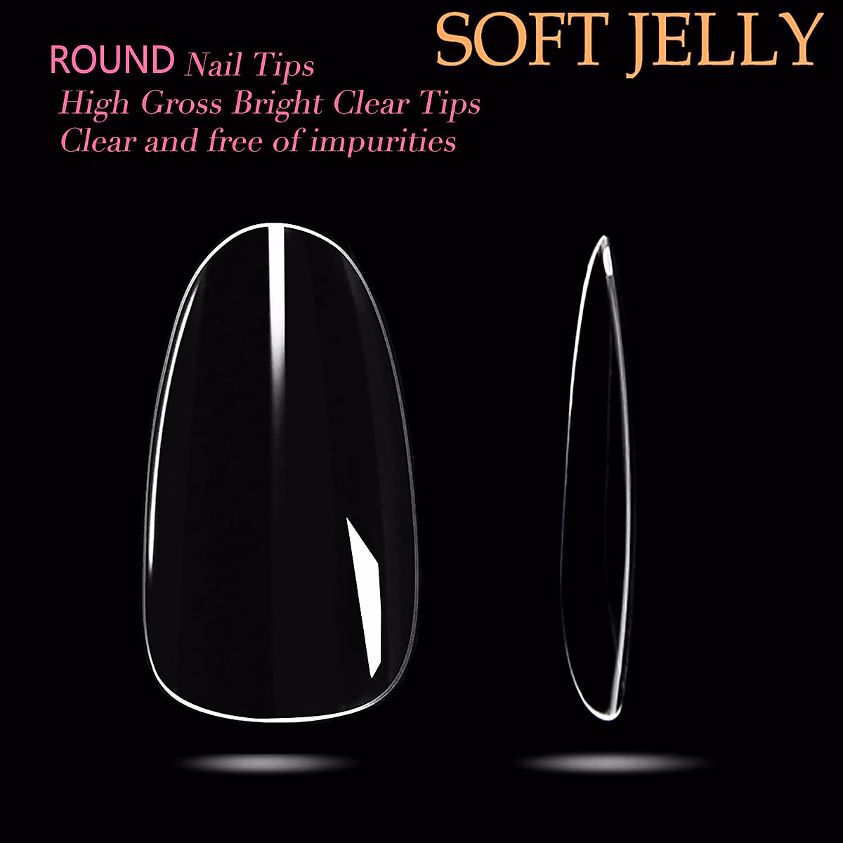 UNA GELLA Round Almond Fake Nails Clear Medium 216 pcs Oval Nail Tips Almond Oval Press on Nails for Full Cover Acrylic Almond Oval Nails French False Nails 12 Sizes False Soft Gel Tips