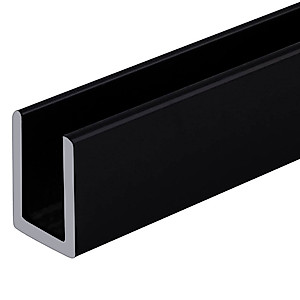 Brixwell SDCD38BL-CCP36 Black 3/8" Fixed Panel Shower Door Deep U-Channel - 36"