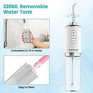 Water Flosser for Teeth Cordless Water Flossers Dental Oral Irrigator with DIY Mode 4 Jet Tips, IPX7 Waterproof,Portable and Rechargeable for Home&Travel