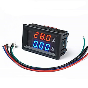 Taidacent Modbus RTU Power Monitor Energy Meter DC Voltage Current Meter Ammeter RS485 TTL Isolated 100V 5A 10A 50A 100A Dual LCD Display (100V5A_Modbus Protocol_485 Isolation)