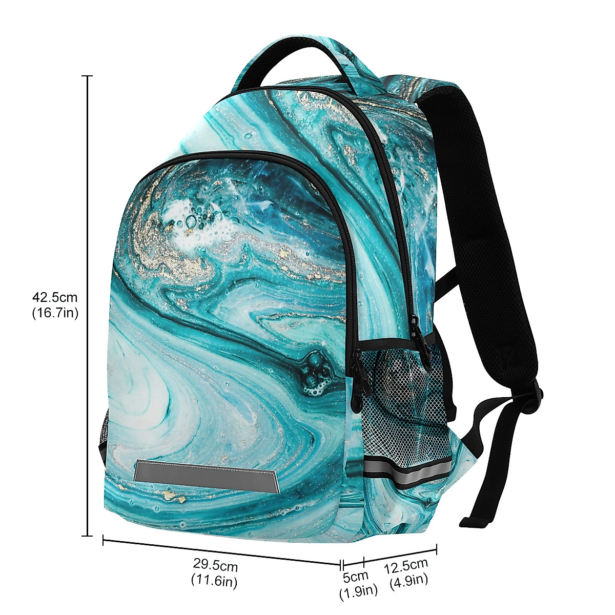 Glaphy Ocean Blue Marble Backpacks Laptop School Book Bag Lightweight Daypack for Men Women Teens Kids