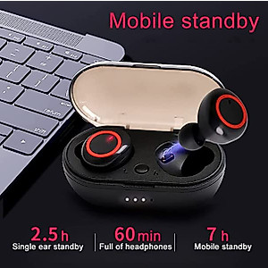 Y50 Bluetooth 5.2 Wireless Earbuds with Wireless Charging Case IPX8 Waterproof Stereo Headphones in Ear Built in Black
