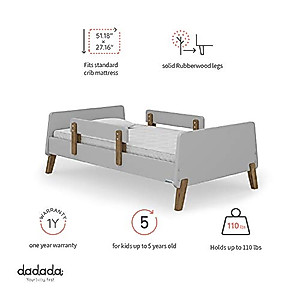 dadada Muse Toddler Bed with Removable Rails – Toddler and Kids Bed Set Fits Standard Crib Mattress, Holds up to 50 Lbs. – Modern, Easy-to-Assemble, 55.15x 31.26x17.95 in. Gray + Natural …