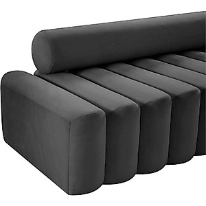 Meridian Furniture Melody Collection Velvet Upholstered Loveseat with Deep Channel Tufting, Grey