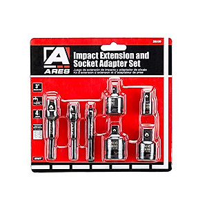 ARES 28000 - Impact 3-Inch Extension and Socket Adapter Set - Includes 3-Inch Extensions in 1/4-Inch Drive, 3/8-Inch Drive, and 1/2-Inch Drive, 2 Adapters, and 2 Reducers