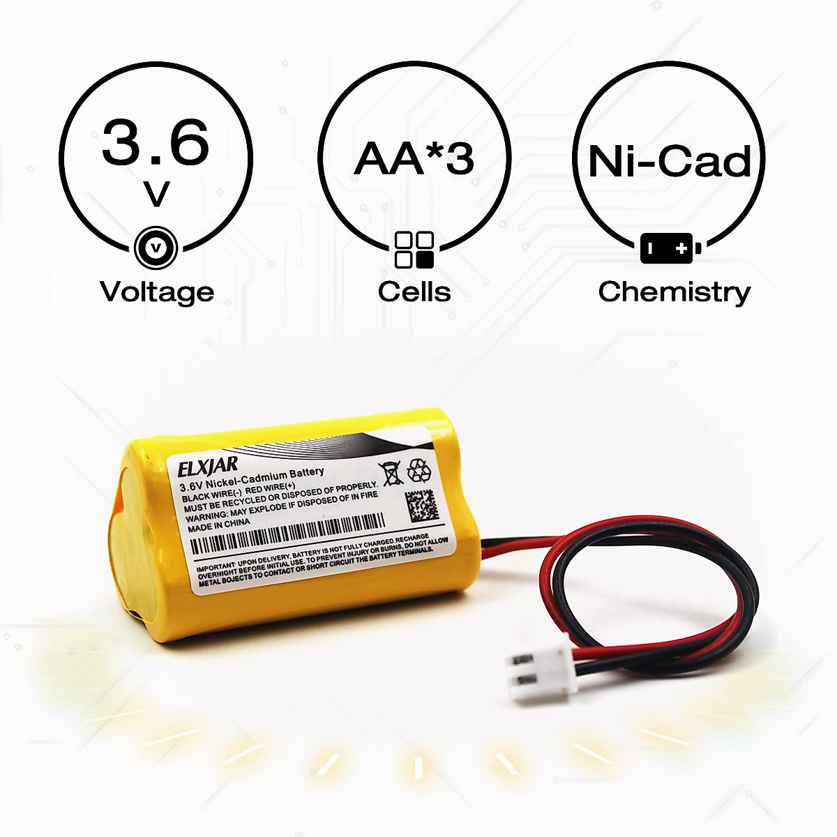 (5-Pack) 3.6V 900mAh Ni-CD AA Exit Sign Emergency Light Battery, Replacement Battery for Exitronix 10010037, Max Power B2-0031 MH468886, Unitech LEDR-1 6200RP, Dantona CUSTOM-318 OSA230, Lowes 253799