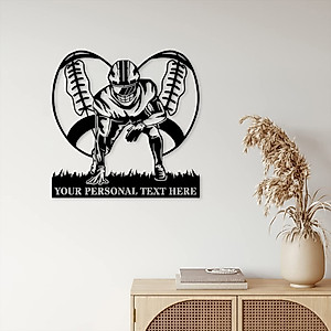 Amabery Personalized Wooden LED Wall Hanging Football Sign Night Light Custom Name Rugby Lamp with 16 Changing Colors,Deal for Kids & Adults for Room Living Room Home Decoration (Football Sign-6)