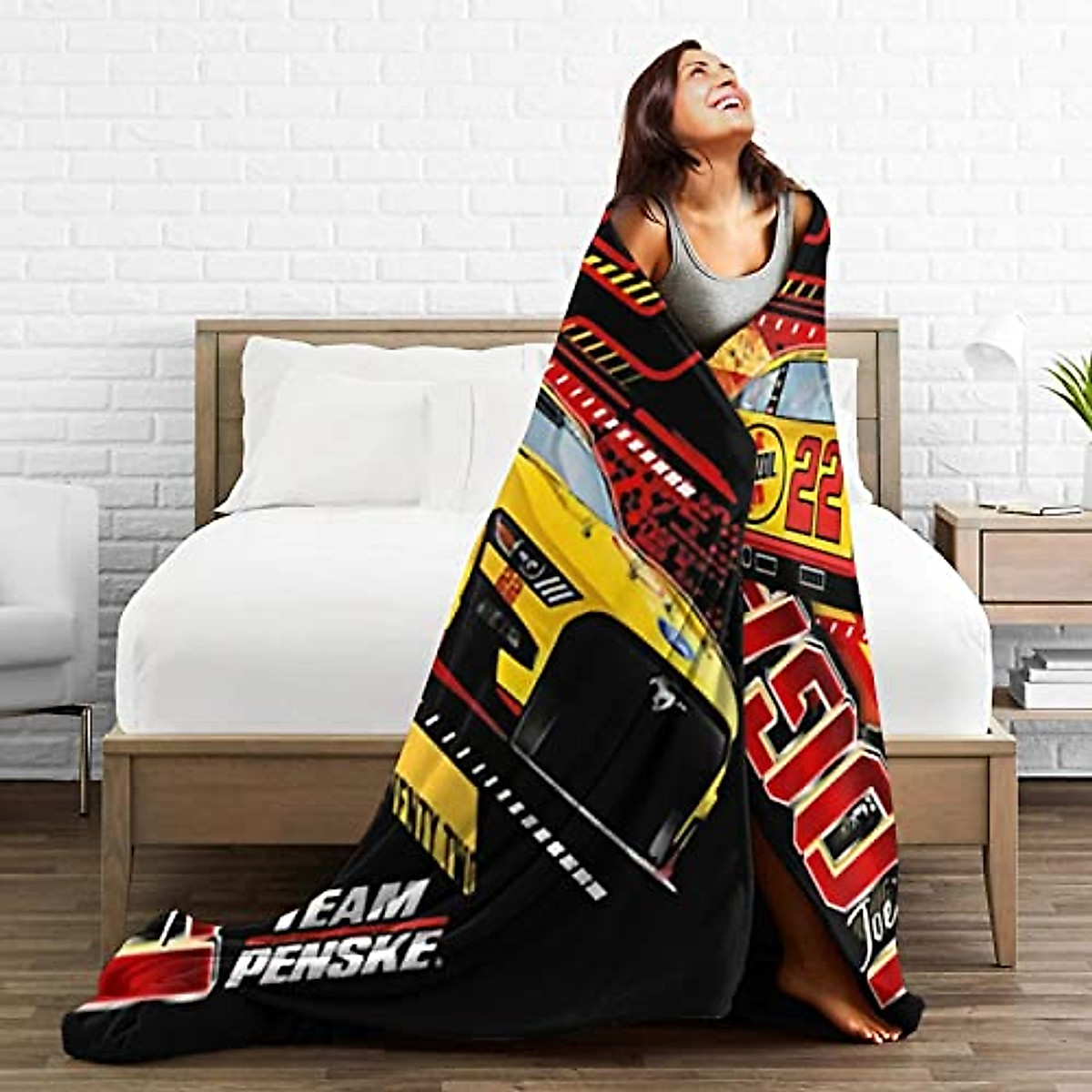 Joey Logano 22 All Season Fleece Blanket Throw Ultra Soft Flannel Blanket Digital Printed Premium Fluffy Microfiber Fleece 40"x30"