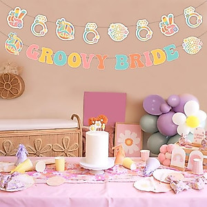 Sursurprise Groovy Bachelorette Party Decorations, Groovy Bride Banner, Retro Boho Hippie Banner for Groovy Bridal Shower Engagement Wedding Party Supplies