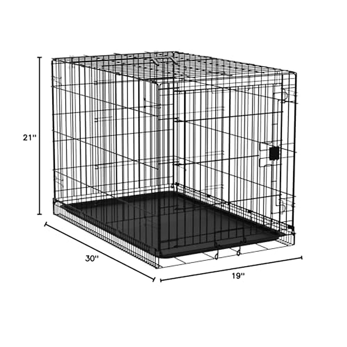 Amazon Basics - Durable, Foldable Metal Wire Dog Crate with Tray, Single Door, 30 x 19 x 21 Inches, Black