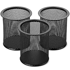 Mr. Pen- 3pcs Pencil Cup Holder, Black Pen Holder, Pen Cups, Metal Mesh Pencil/Pen Holder ,Pen Organizer for Desk, Desk Pen Holder